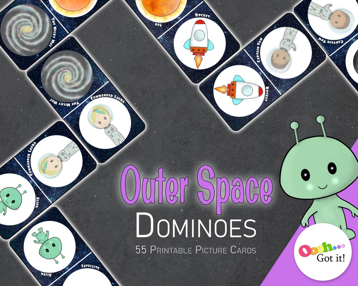 Outer Space Dominoes a Printable Alien Kids Activity Game | Etsy