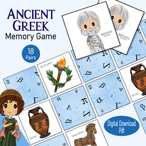 Ancient Greek Memory Game, a Printable Greek History Card Game, for a ...
