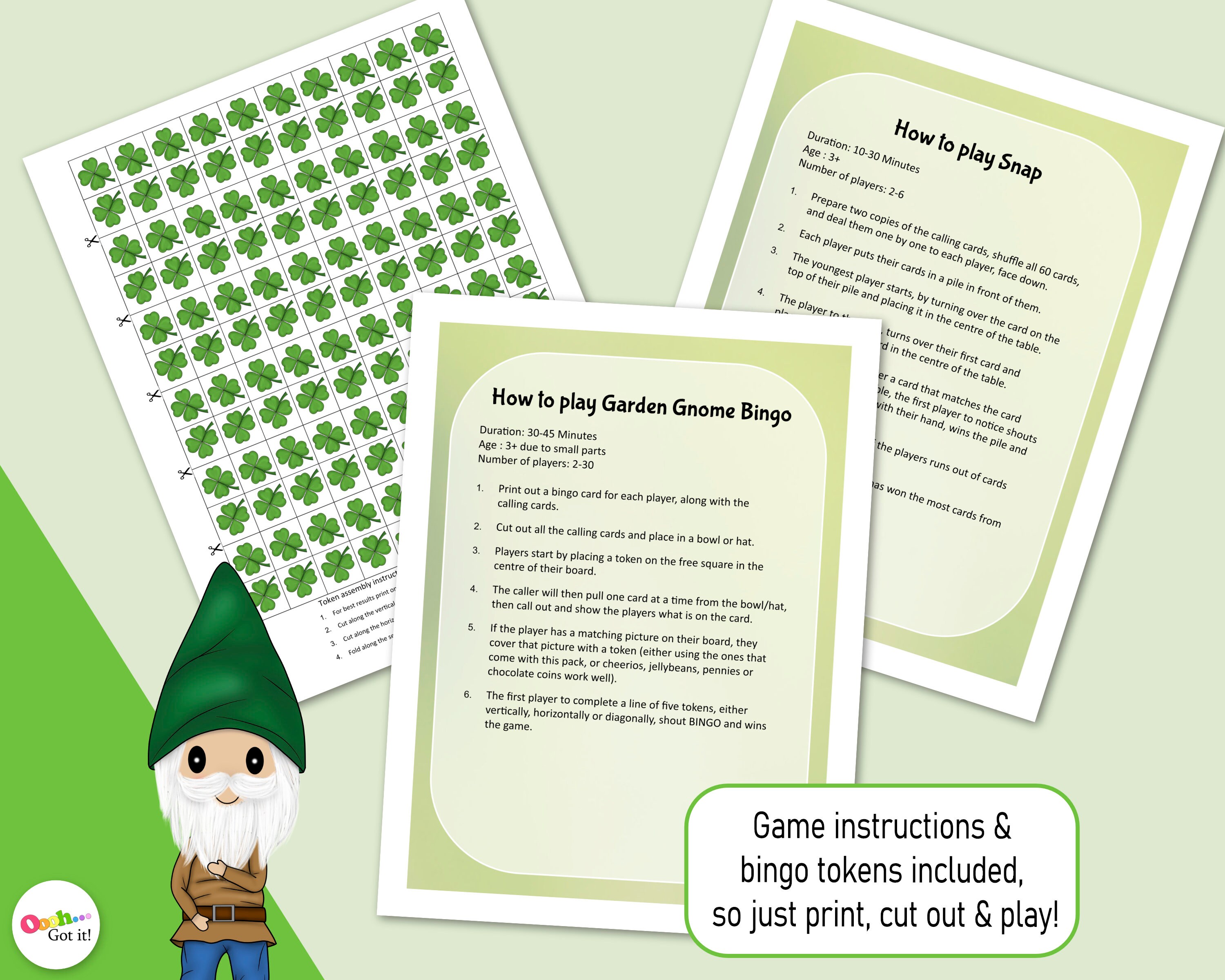 Garden Gnome Bingo Cards, a Printable Garden Party Game, Kids Activity ...