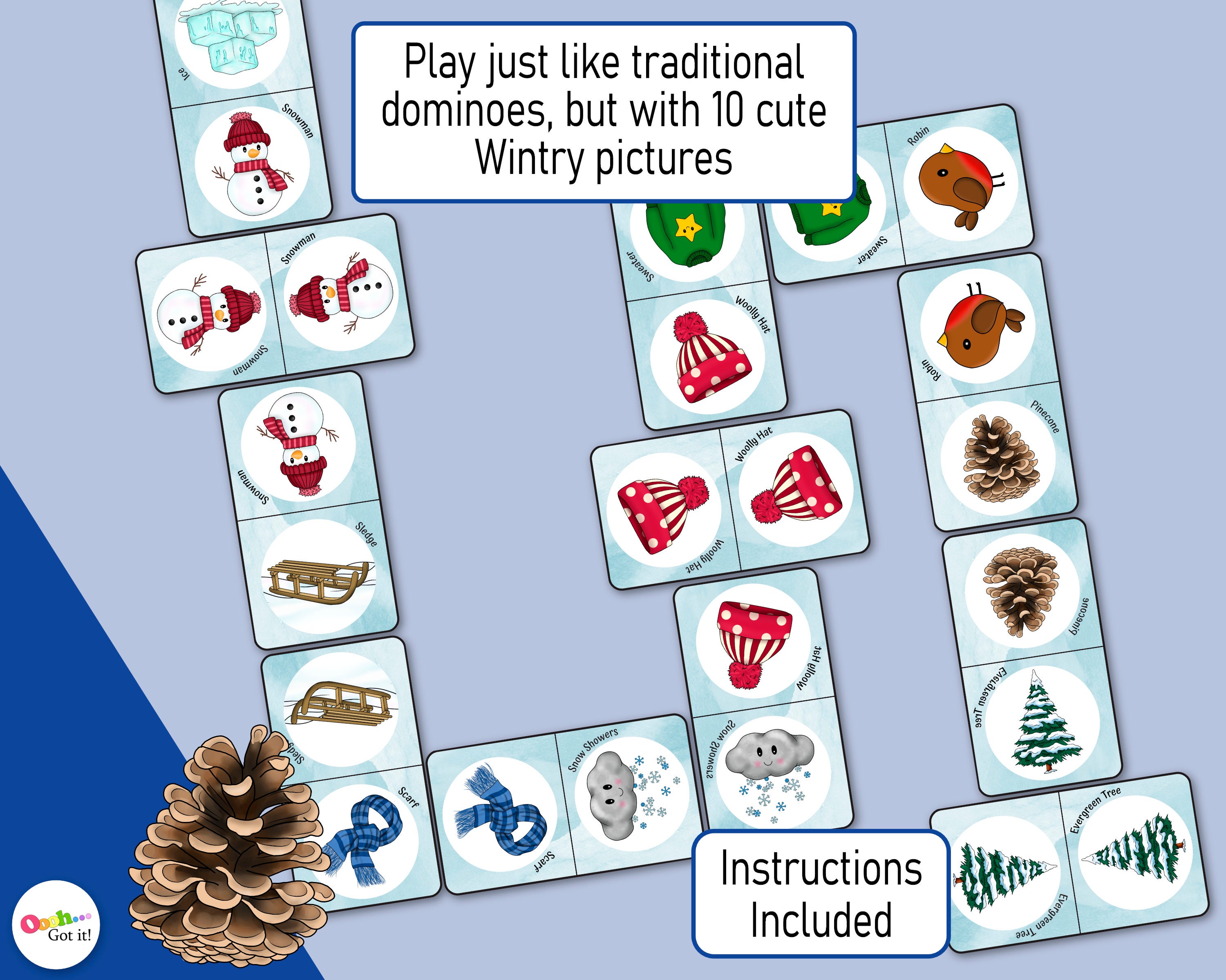 Winter Wonderland Dominoes, a Fun Printable Picture Matching Game for ...