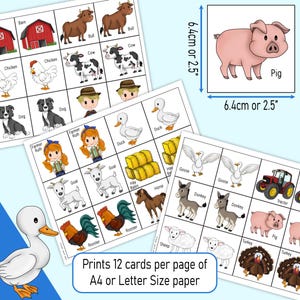 Farm Animal Memory Game, a Printable Picture Matching Card Game for ...