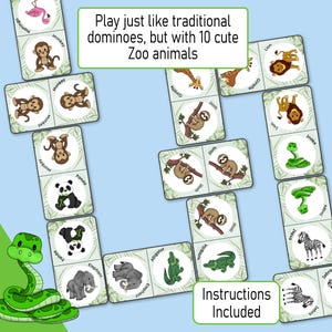 Zoo Dominoes - A Fun Printable Wild Jungle Animal Matching Game for ...