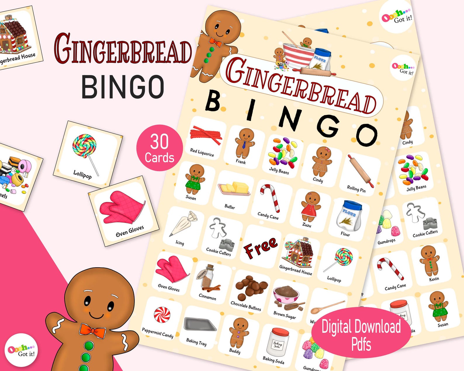 Gingerbread Bakery Bingo, a Printable Christmas Baking Party Game, for ...