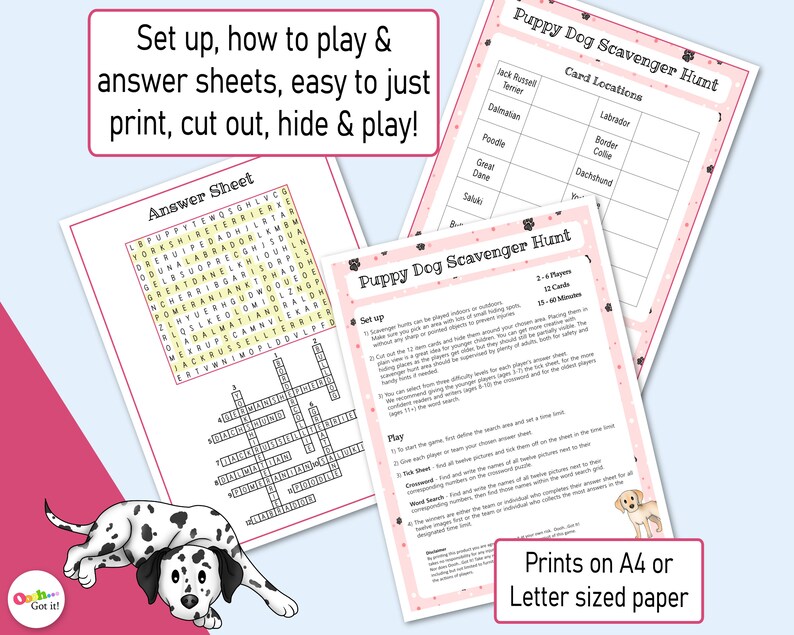 Dog Scavenger Hunt, a Printable Puppy Picture Matching Game, Hide ...