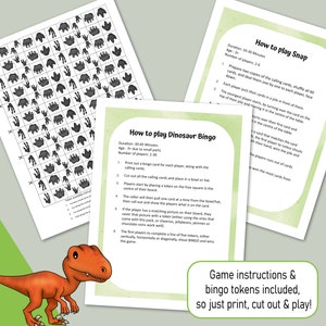 Dinosaur Bingo, Printable Jurassic 2nd Birthday Party Game, a T-rex ...