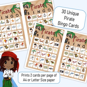 Pirate Bingo Game, a Printable Kids Activity, for a Pirate Birthday ...