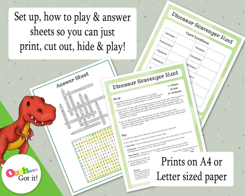 Dinosaur Picture Scavenger Hunt a Printable Jurassic Picture - Etsy