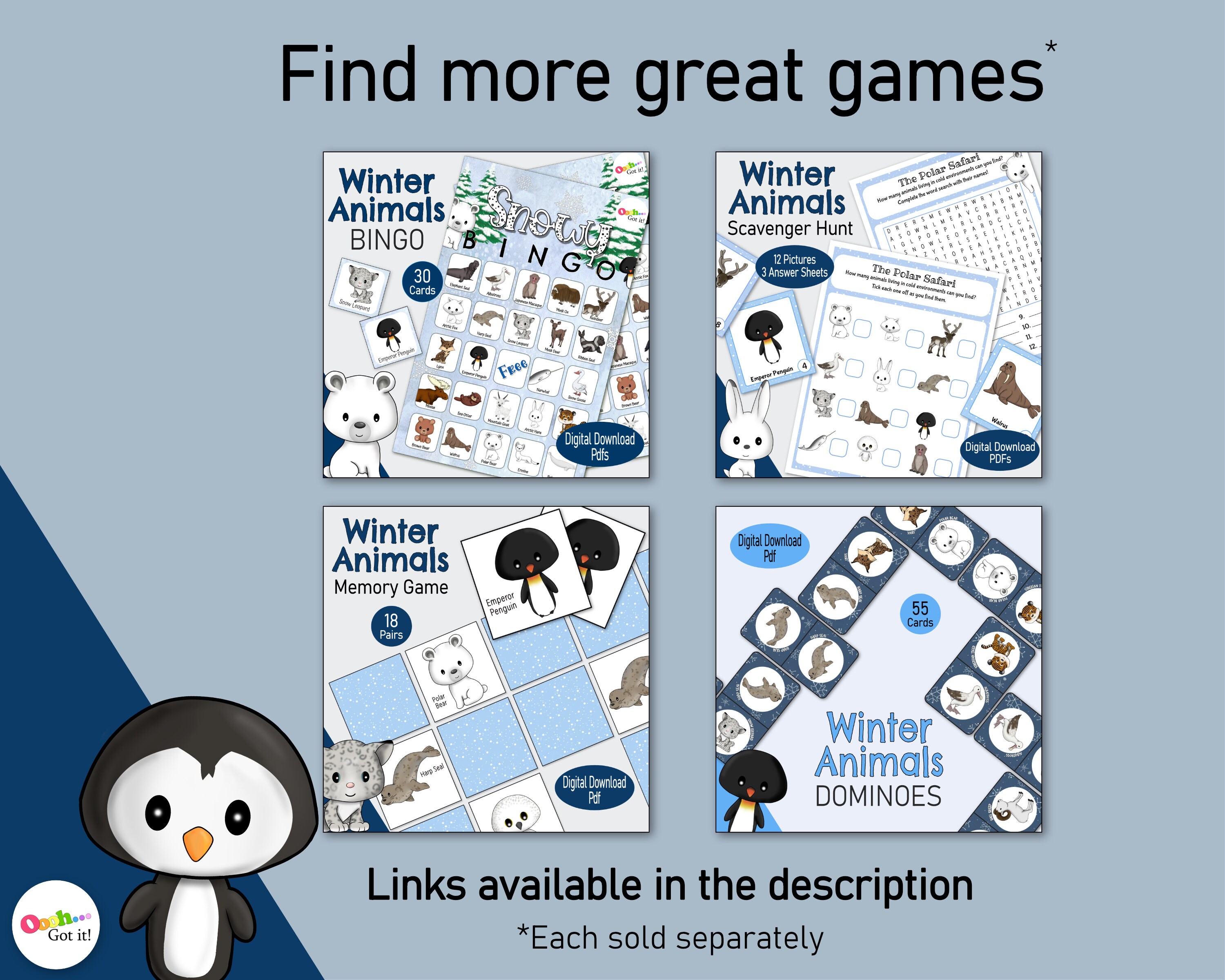 Winter Animals Treasure Hunt, Printable Indoor Arctic Scavenger Hunt ...