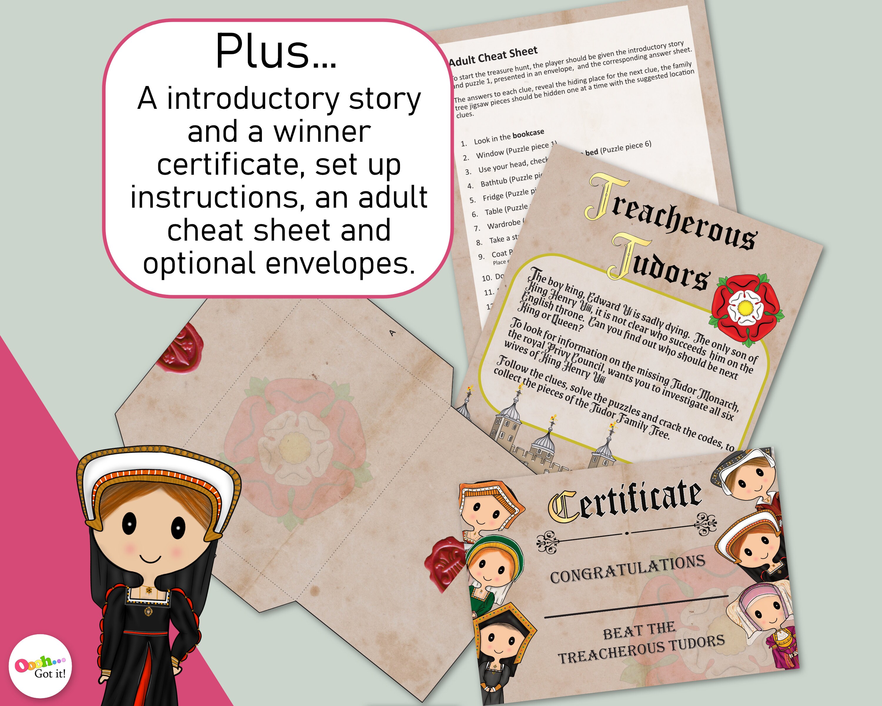 Tudor Treasure Hunt, a British History Educational Party Game, a ...
