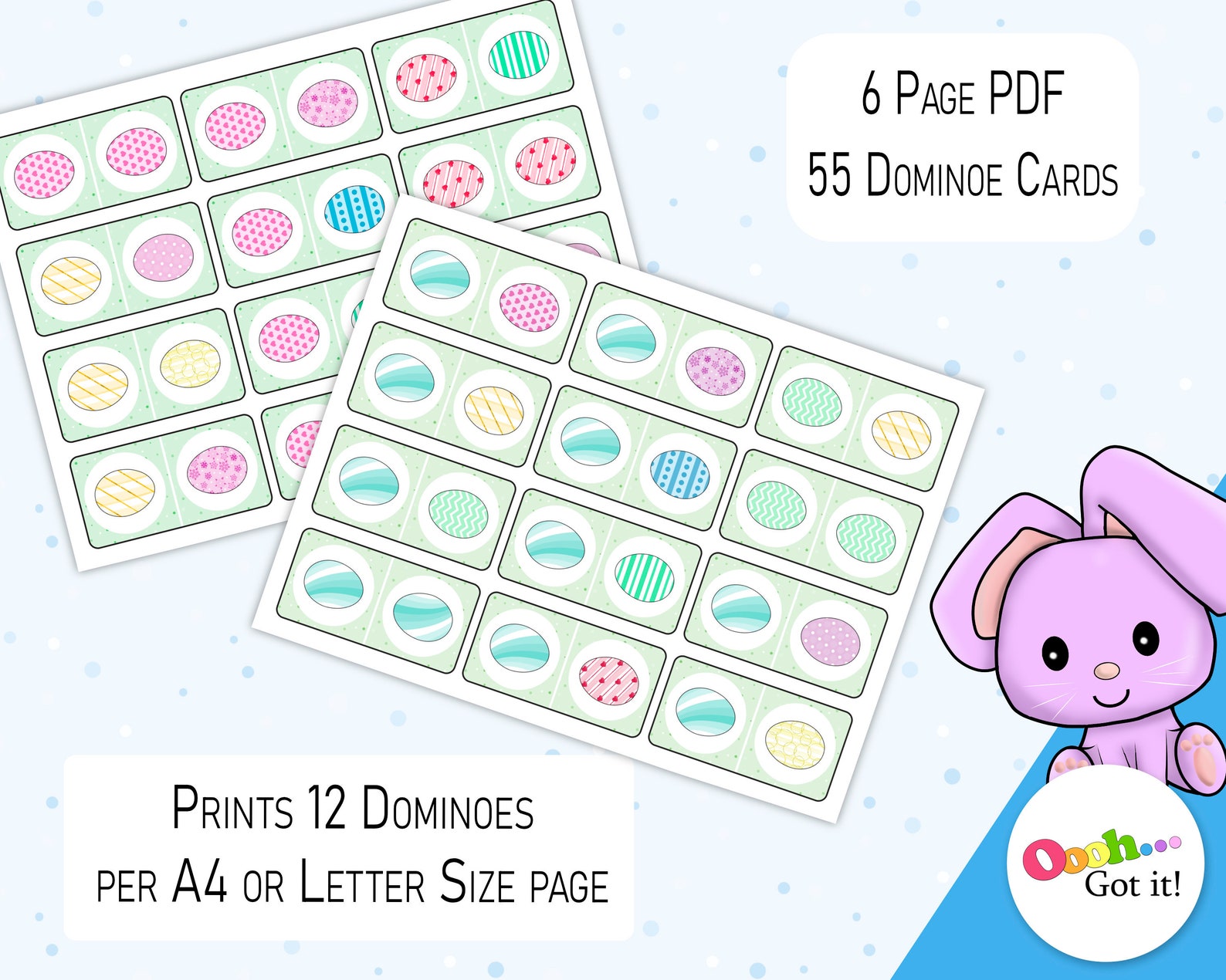 Easter Egg Matching Game Printable Picture Dominoes a Easy | Etsy