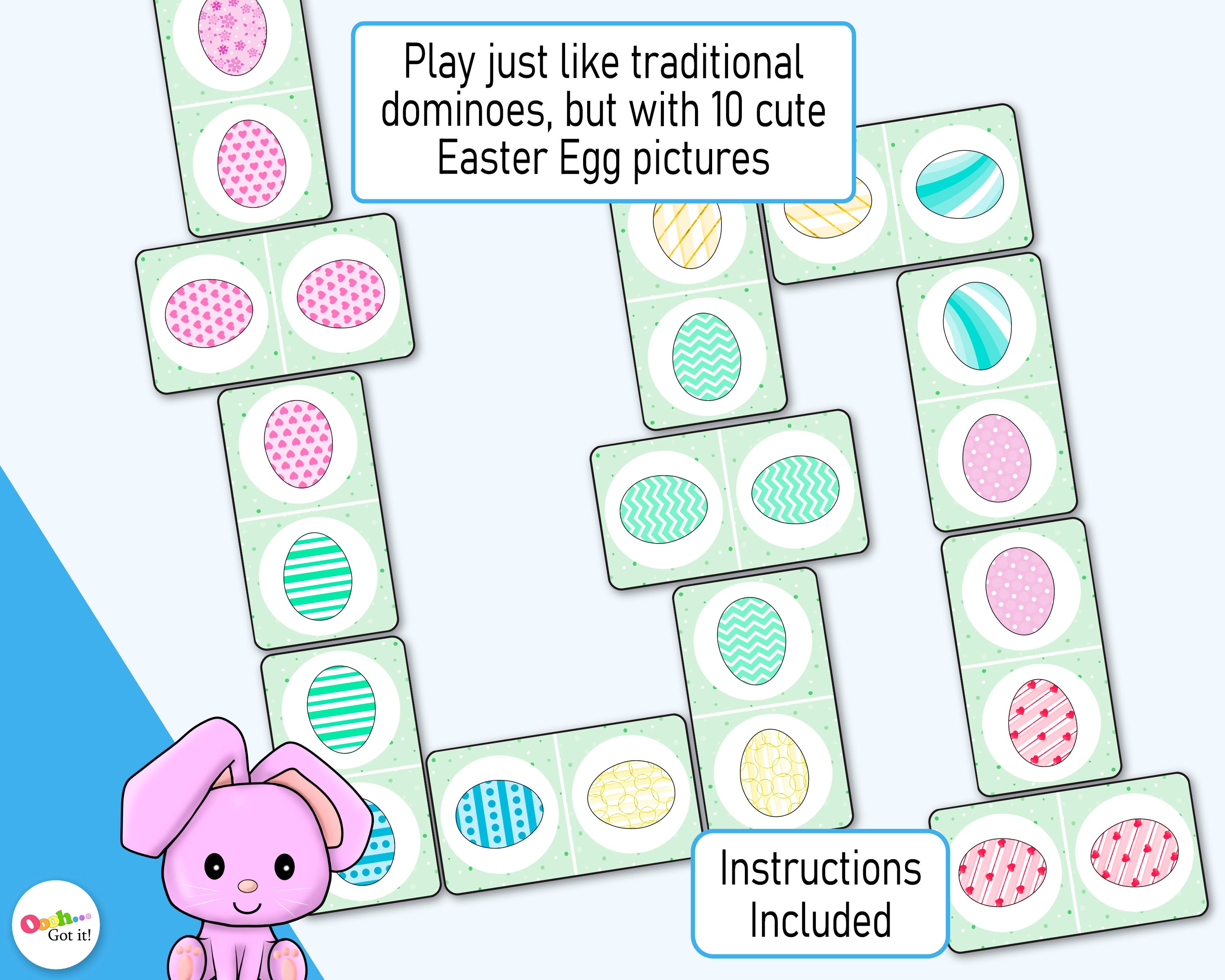 Easter Egg Matching Game, Printable Picture Dominoes, a Easy, Last ...