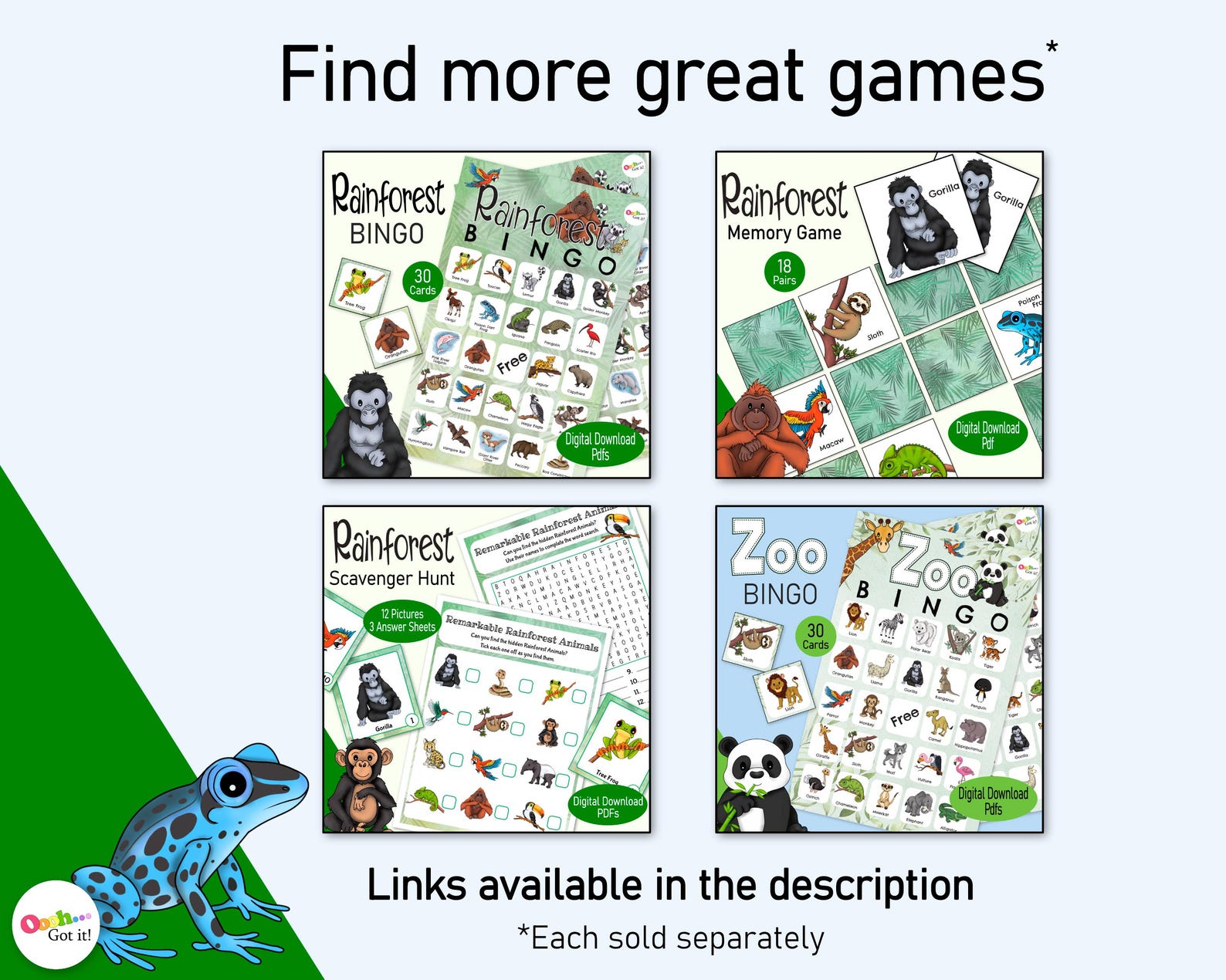 Rainforest Animal Dominoes – A Fun Printable Jungle Wildlife Picture ...