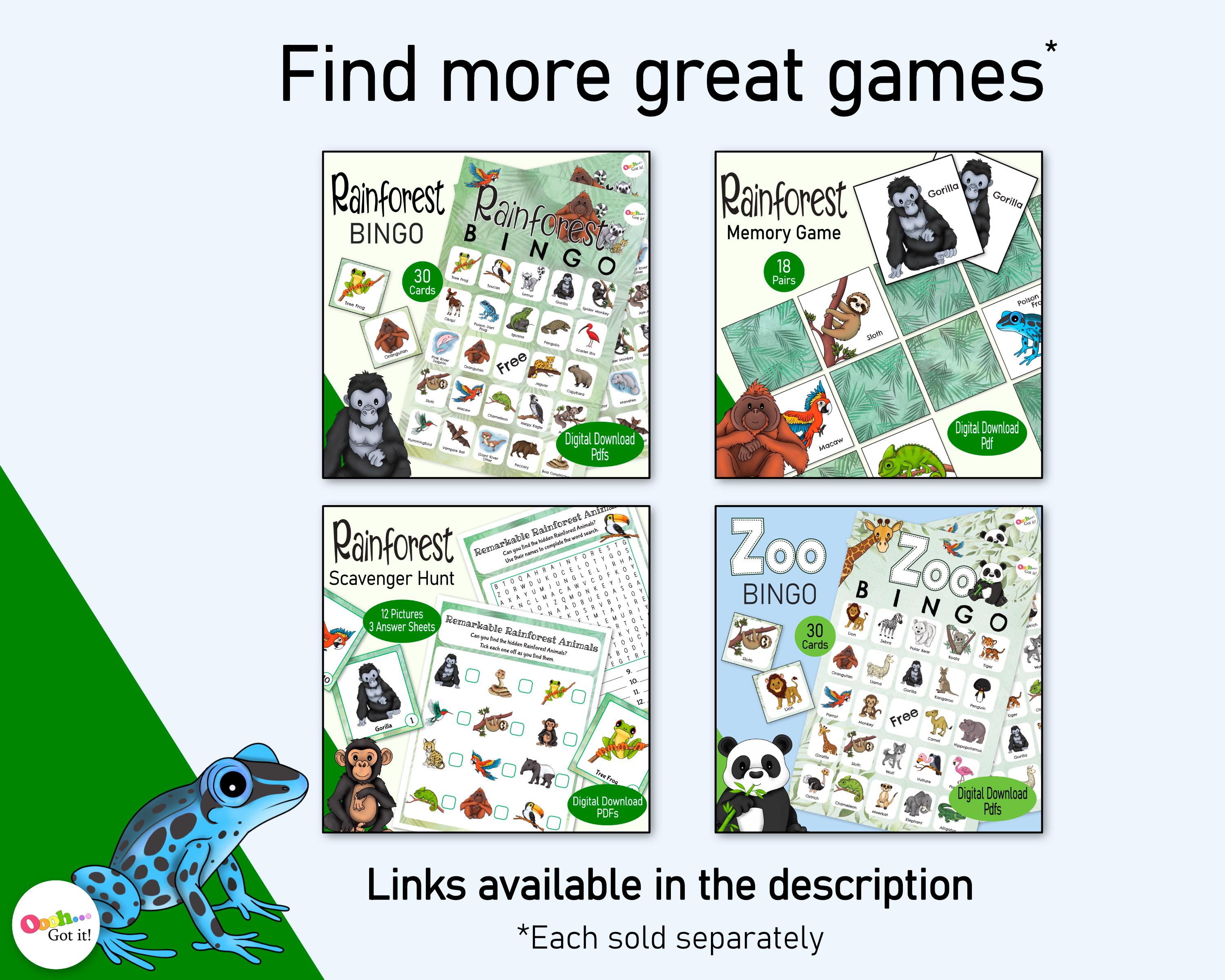 Rainforest Animal Dominoes – A Fun Printable Jungle Wildlife Picture ...