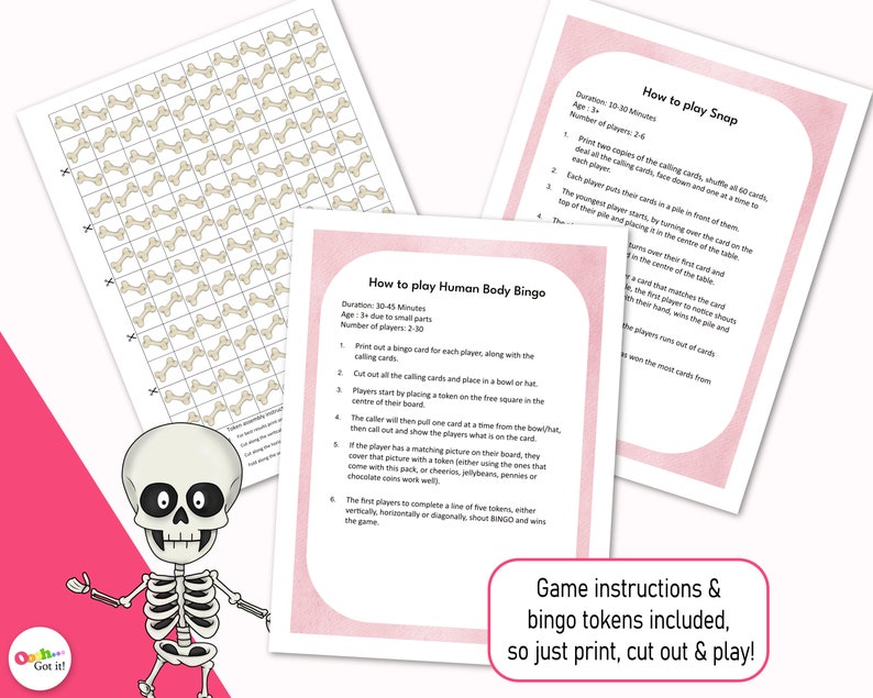 Human Body Parts Bingo, a Printable Anatomy Game for a Fun Biology ...