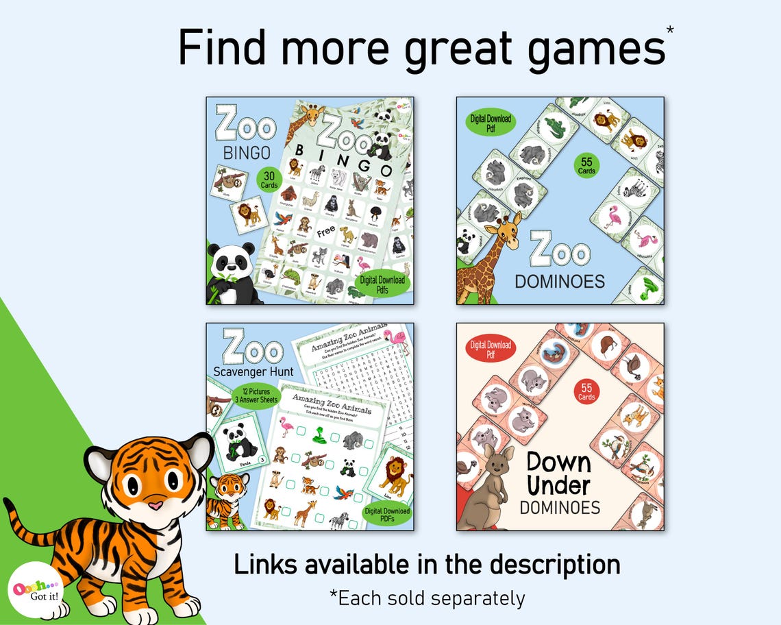 Zoo Animal Memory Card Game – A Printable Matching Game for Kids ...