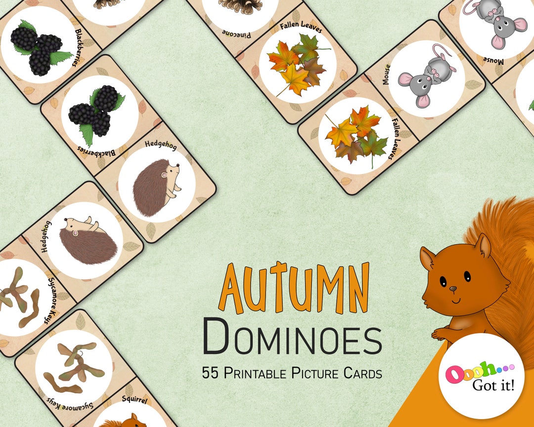 Fall Dominoes a Printable Autumn Kids Activity a Picture - Etsy