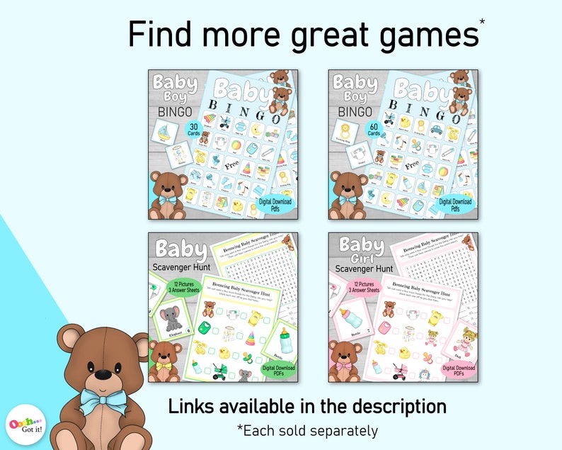 Baby Scavenger Hunt, a Printable Picture Teddy Bear Treasure Hunt, a ...