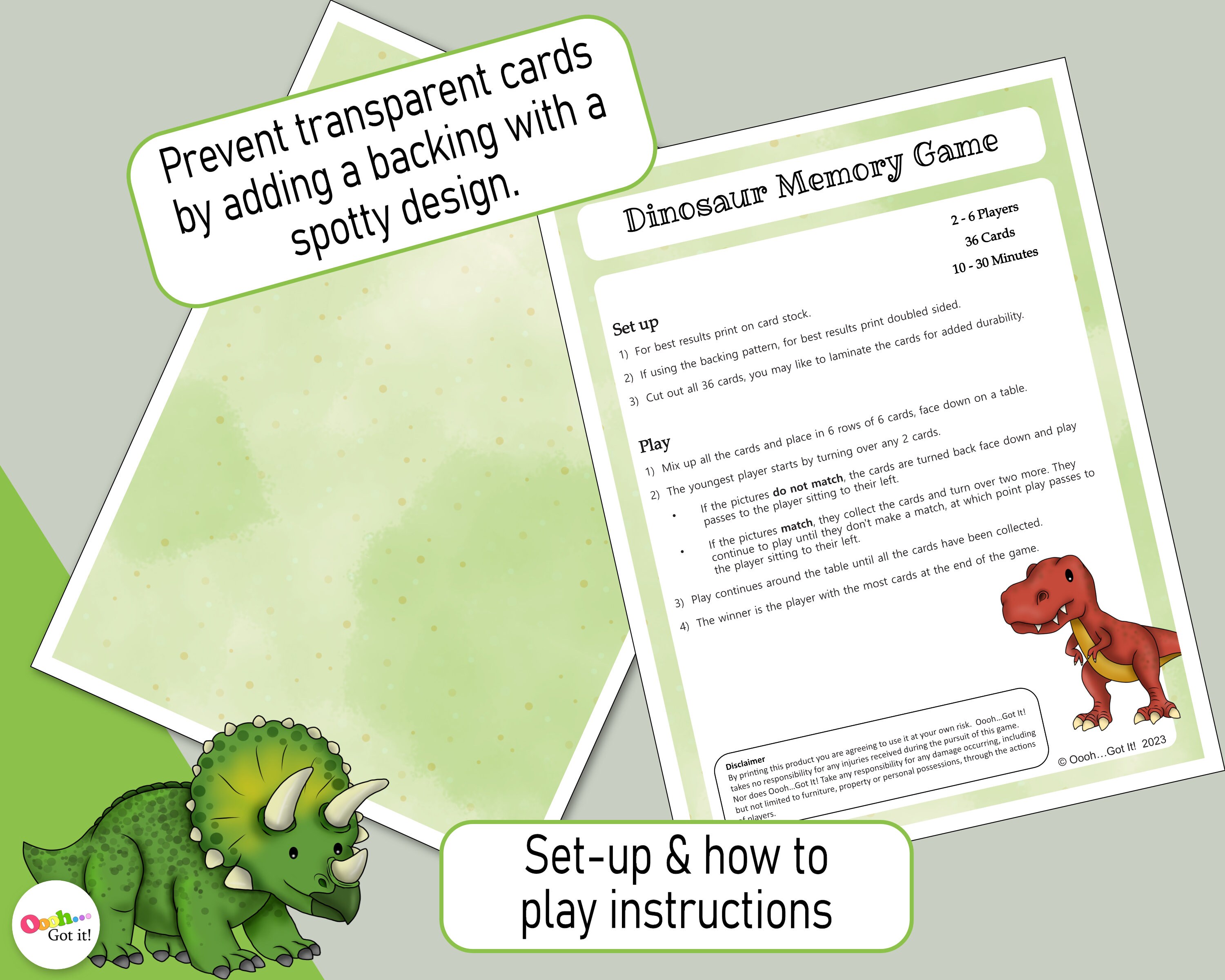 Dinosaur Memory Card Game, a Printable Jurassic Picture Matching Game ...