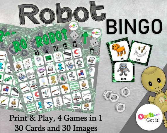 Robot Bingo Cards a printable boys birthday party game a | Etsy