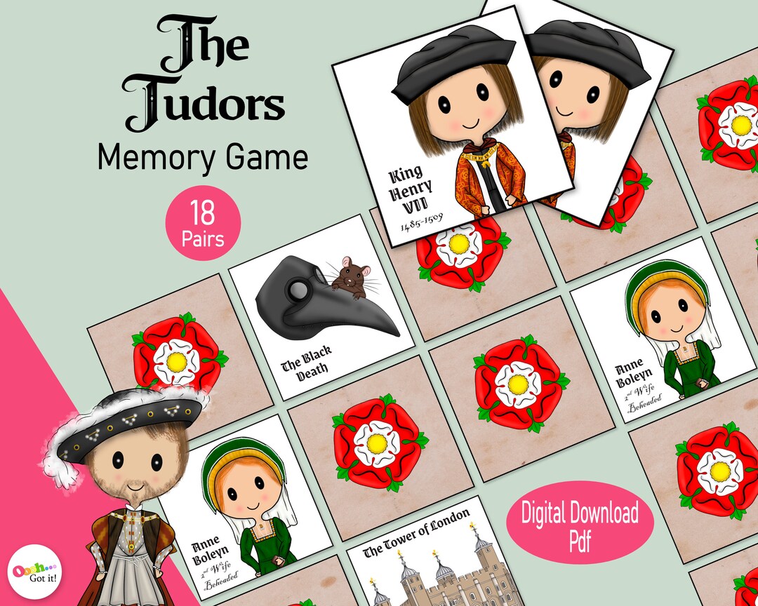 The Tudors Memory Card Game, a Printable British History, Picture ...