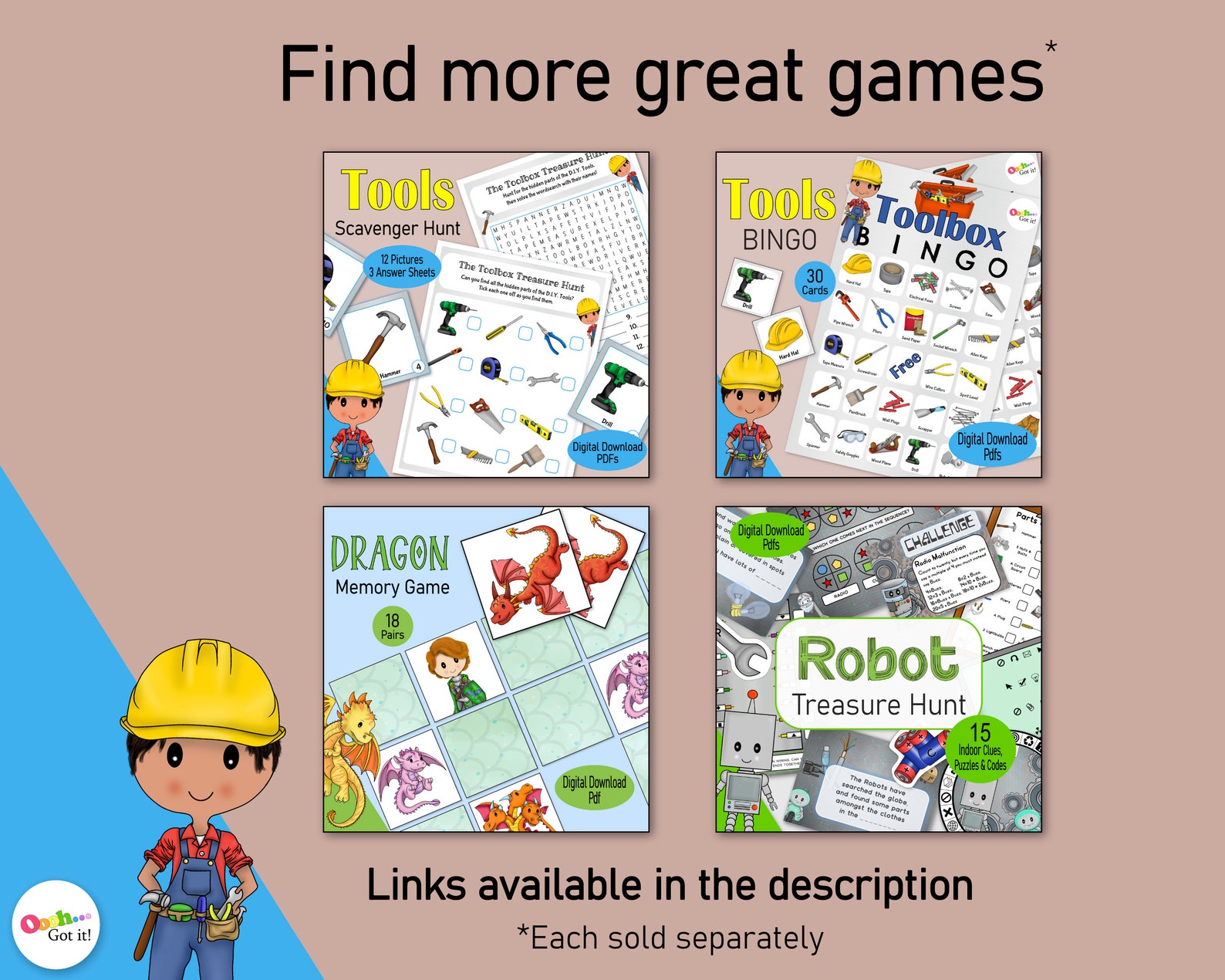 Toolbox Memory Game, a Printable Construction Card Game, a DIY Tools ...
