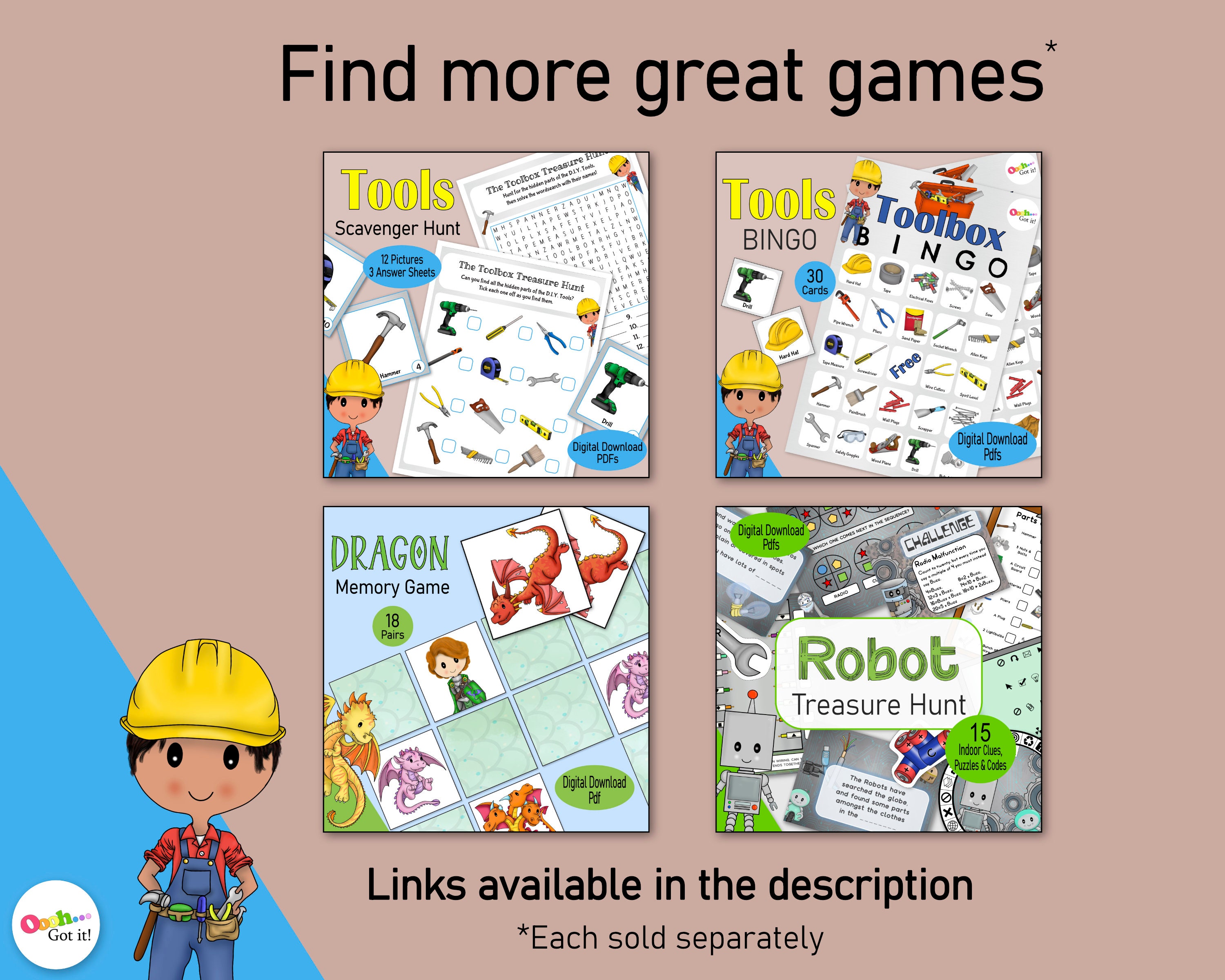 Toolbox Memory Game, a Printable Construction Card Game, a DIY Tools ...