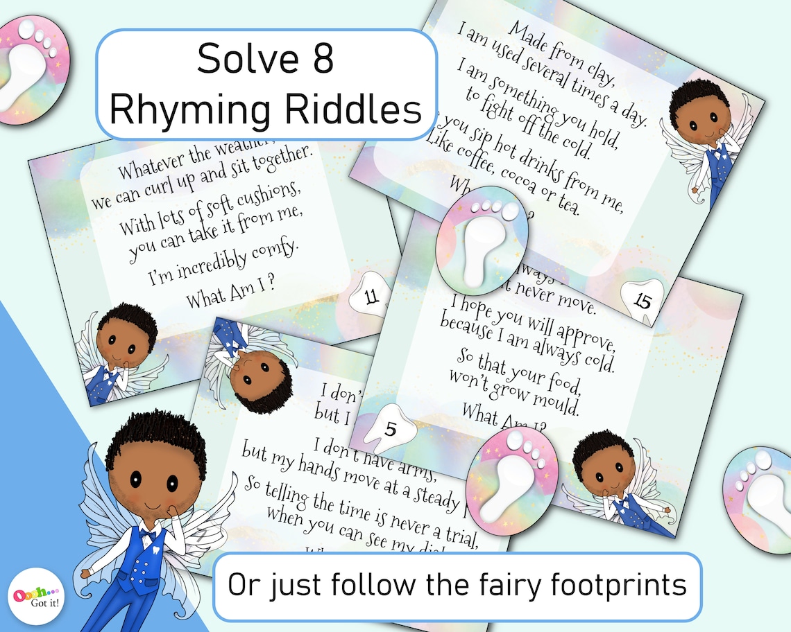 Tooth Fairy Treasure Hunt for Kids, Printable Scavenger Hunt Clues ...