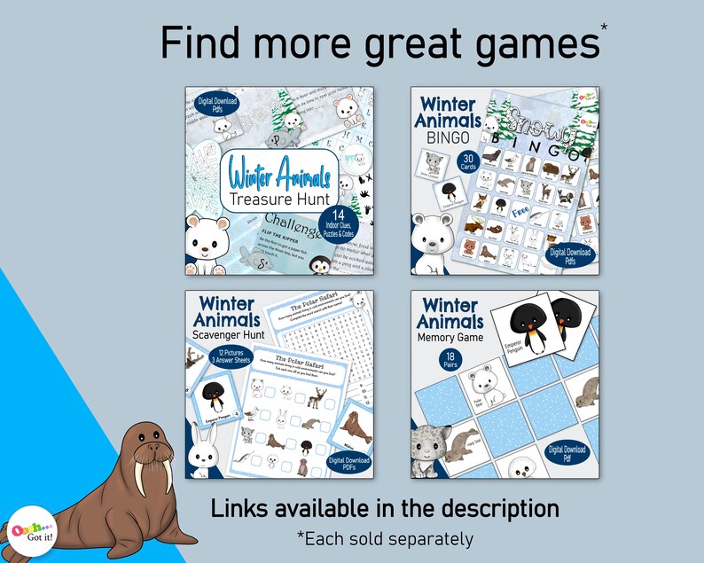 Arctic Animal Dominoes, a Printable Kids Picture Game, a Winter ...