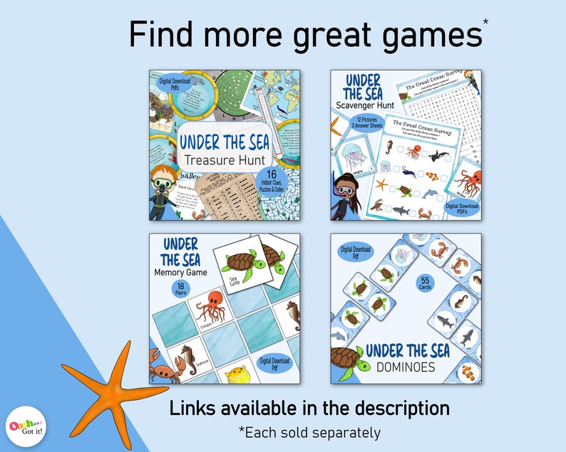 Under the Sea Bingo Game, a Printable Ocean Animals Kids Activity, for ...