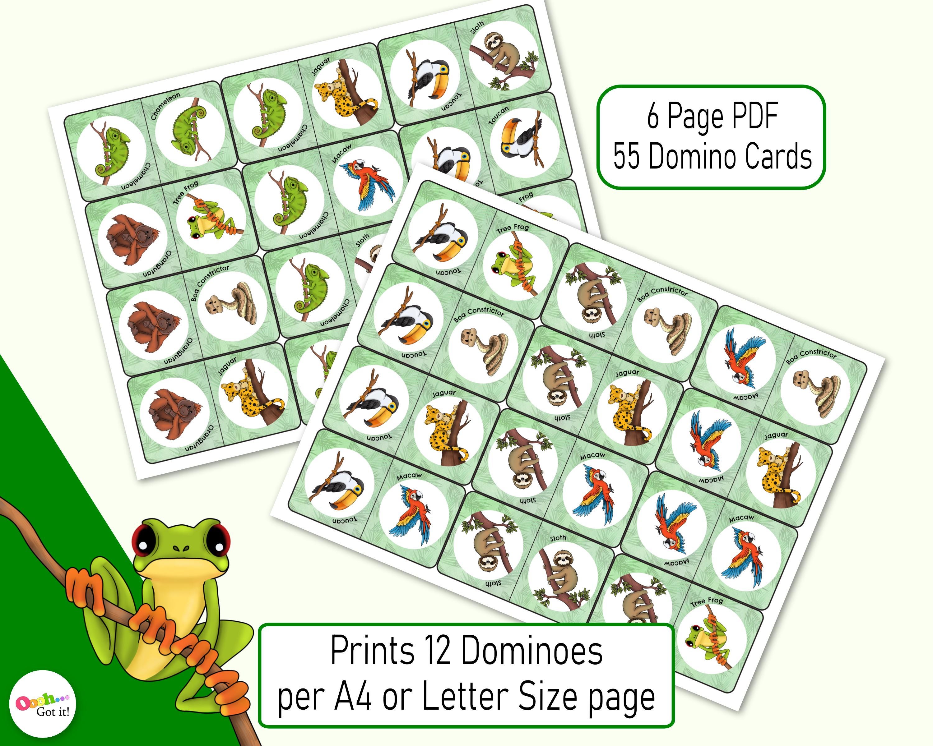 Rainforest Animal Dominoes – A Fun Printable Jungle Wildlife Picture ...