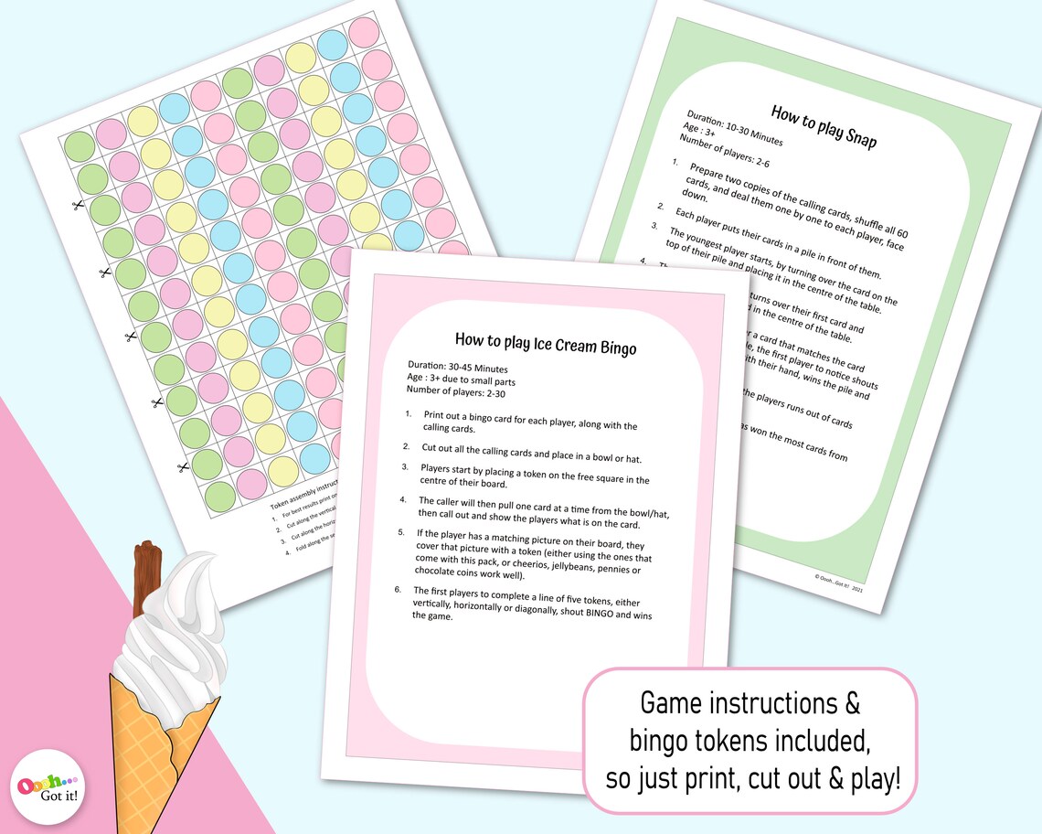 Ice Cream Bingo a Printable Sweet Party Game Summer Fun for - Etsy