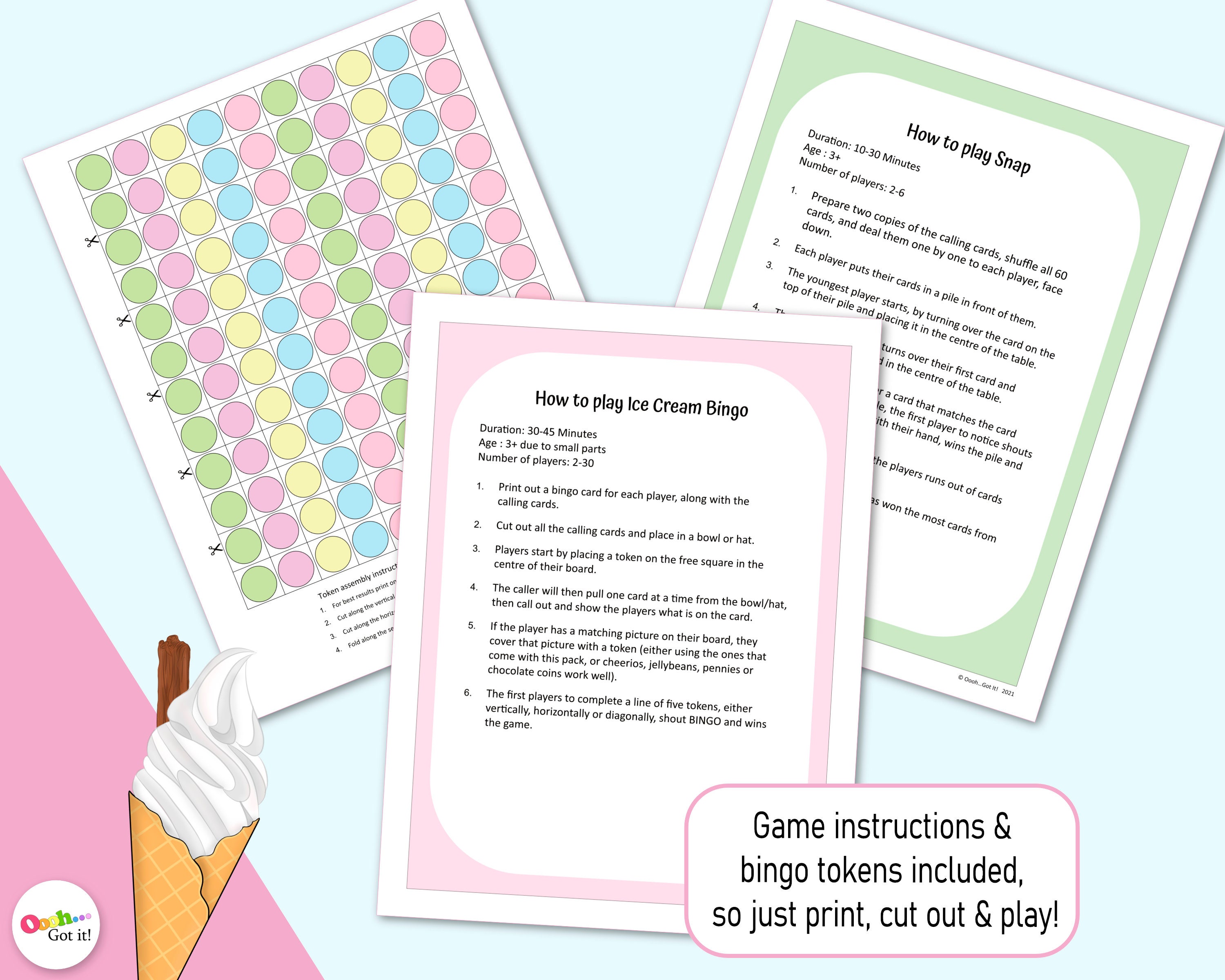 Ice Cream Bingo, a Printable Sweet Party Game, Summer Fun for Kids, a ...