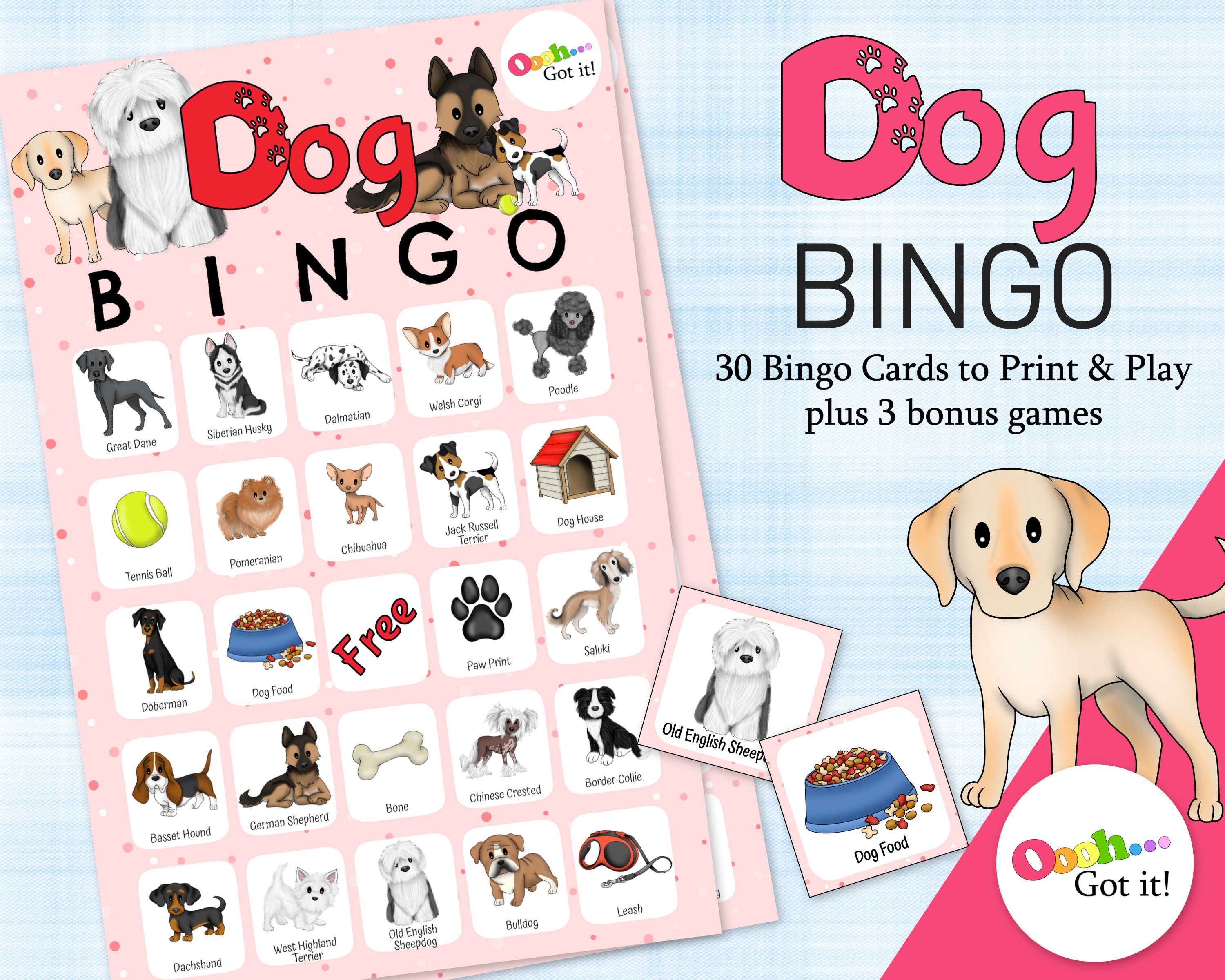 Dog Bingo 30 Printable Puppy Cards a Boys 2nd Birthday Party - Etsy ...