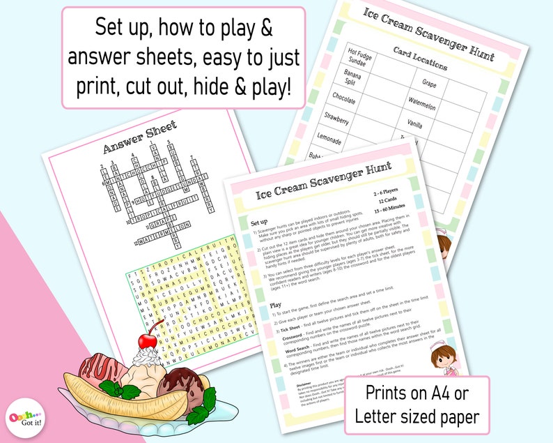 Ice Cream Picture Scavenger Hunt, a Printable Sweet Party Game, Summer ...