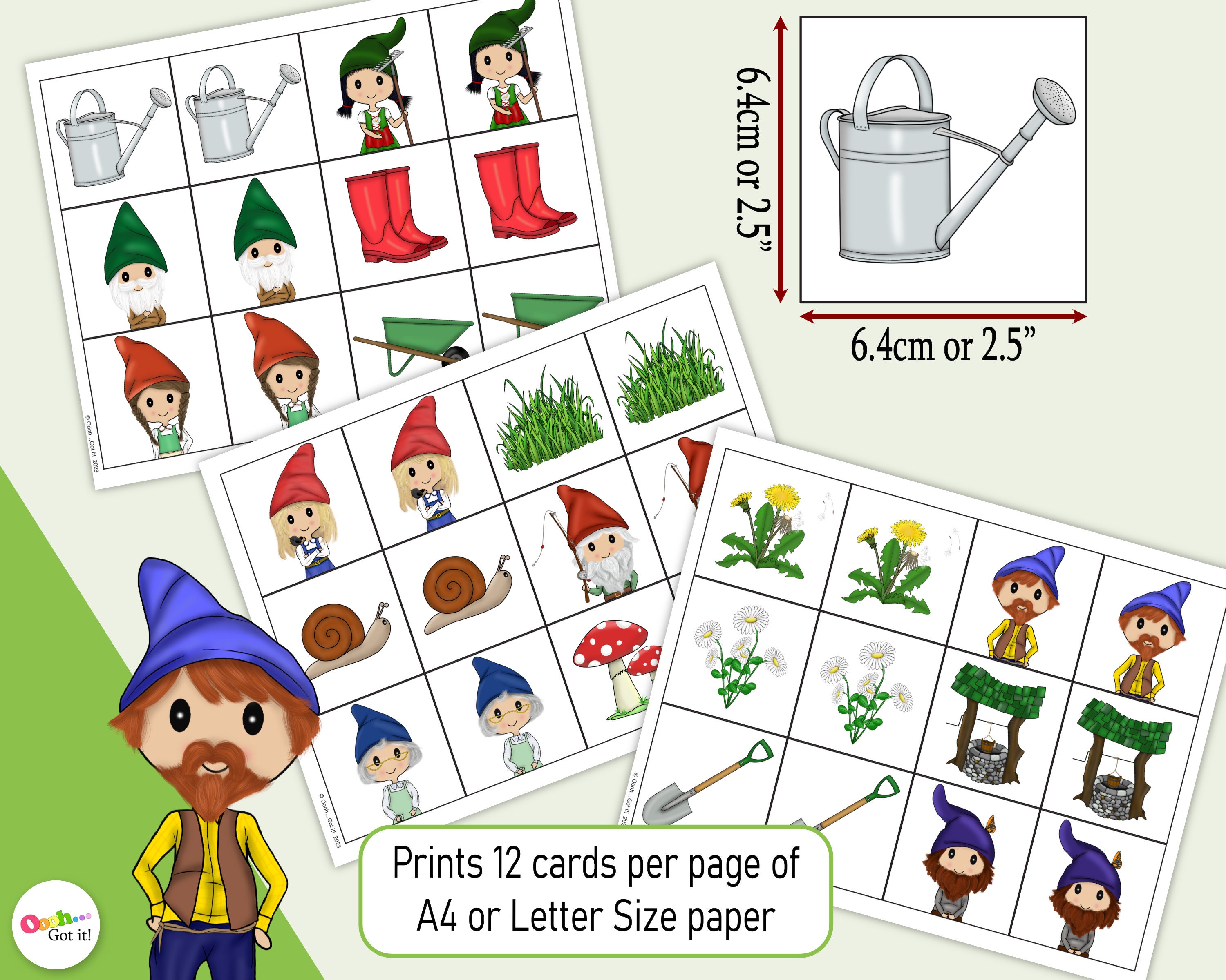 Garden Gnome Memory Card Game, Printable Summer Activity for Kids for a ...