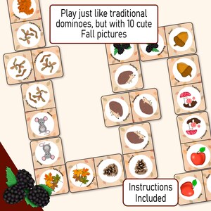 Fall Dominoes, a Printable Autumn Kids Activity, a Picture Matching ...
