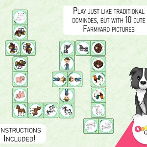 Farm Animals Dominoes a Printable Farmyard Game Party Favor | Etsy UK
