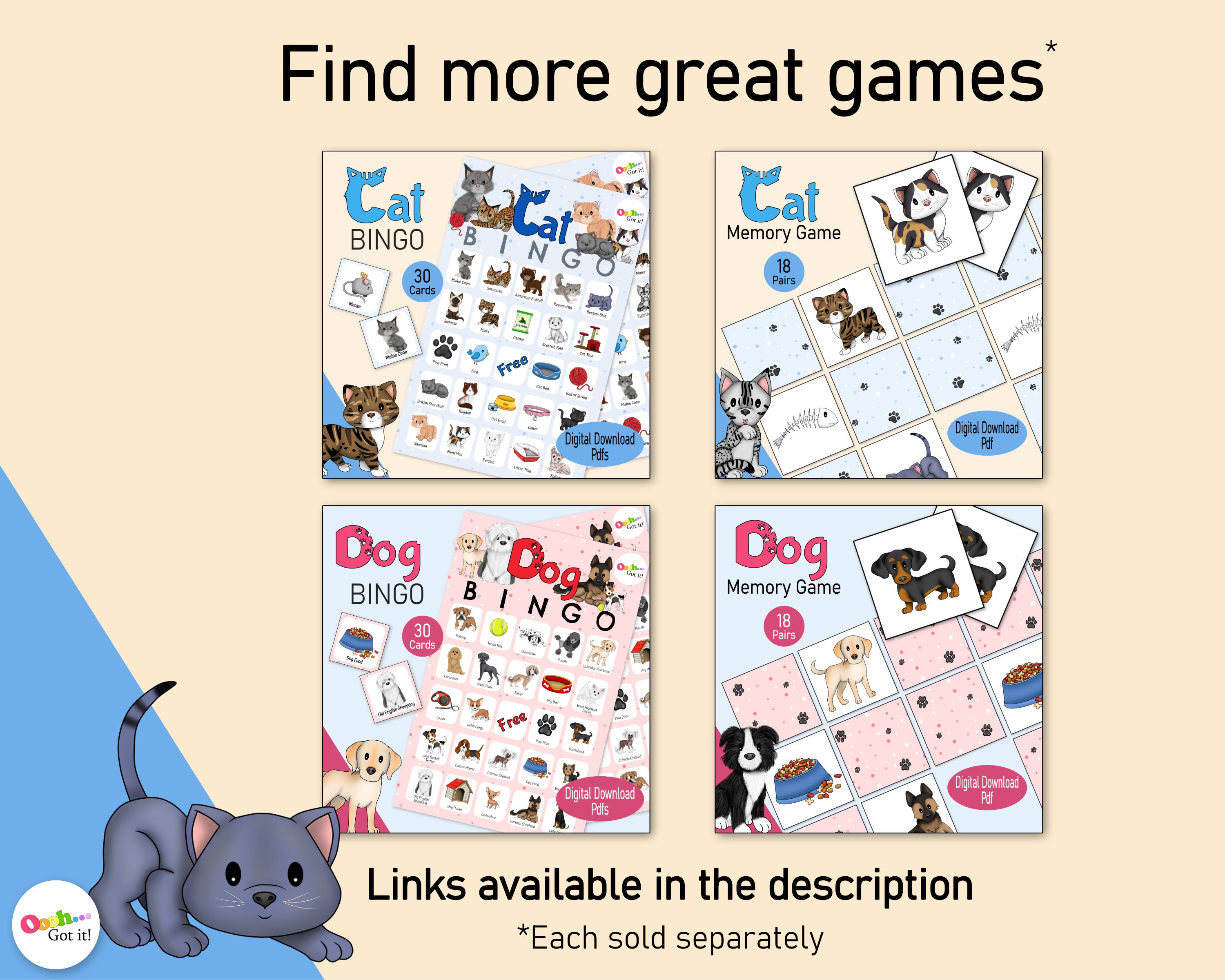 Kitty Cat Picture Scavenger Hunt, a Printable Hide & Seek Game for Kids ...