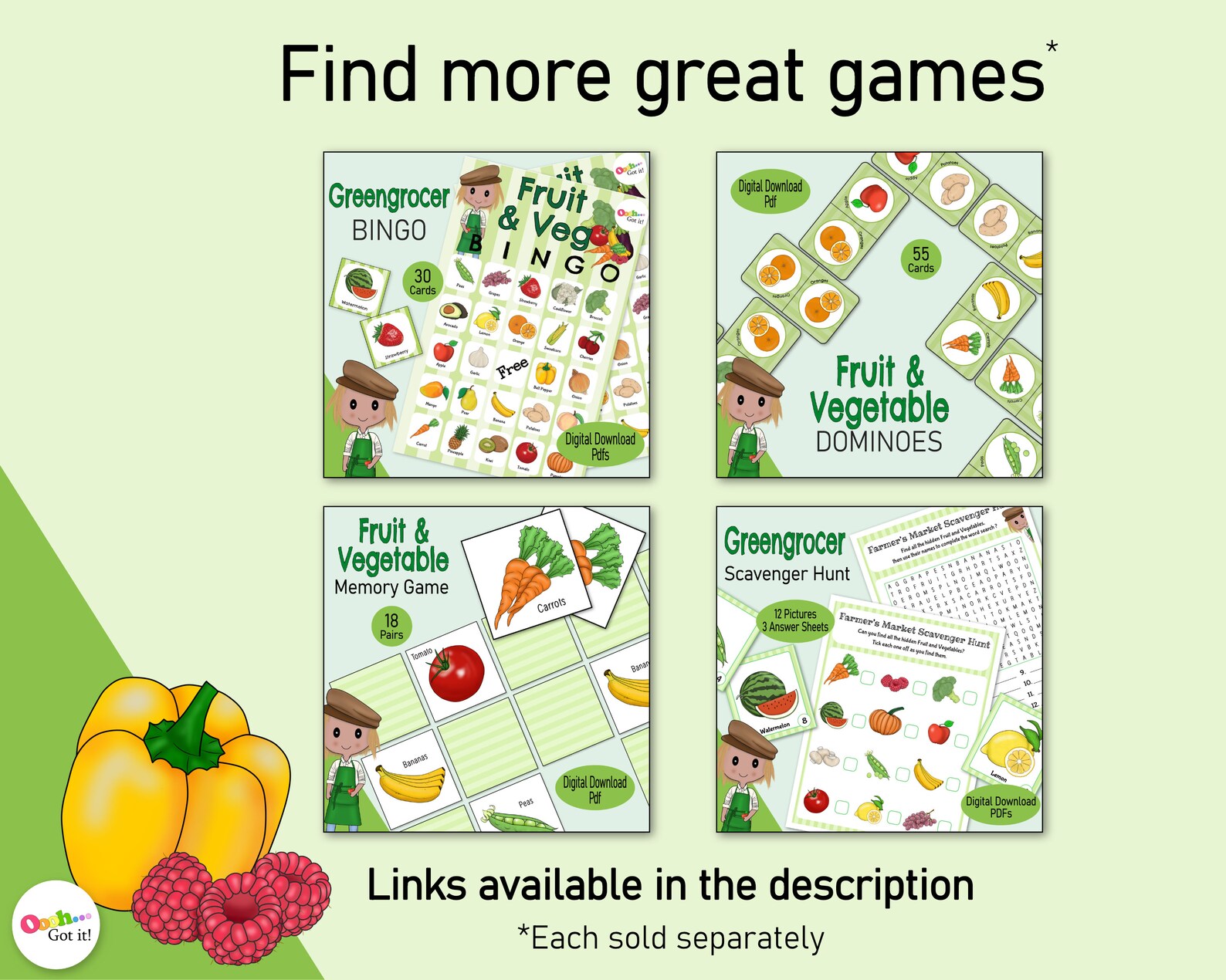 Fruit & Vegetable Picture Scavenger Hunt, a Fun Printable Healthy ...