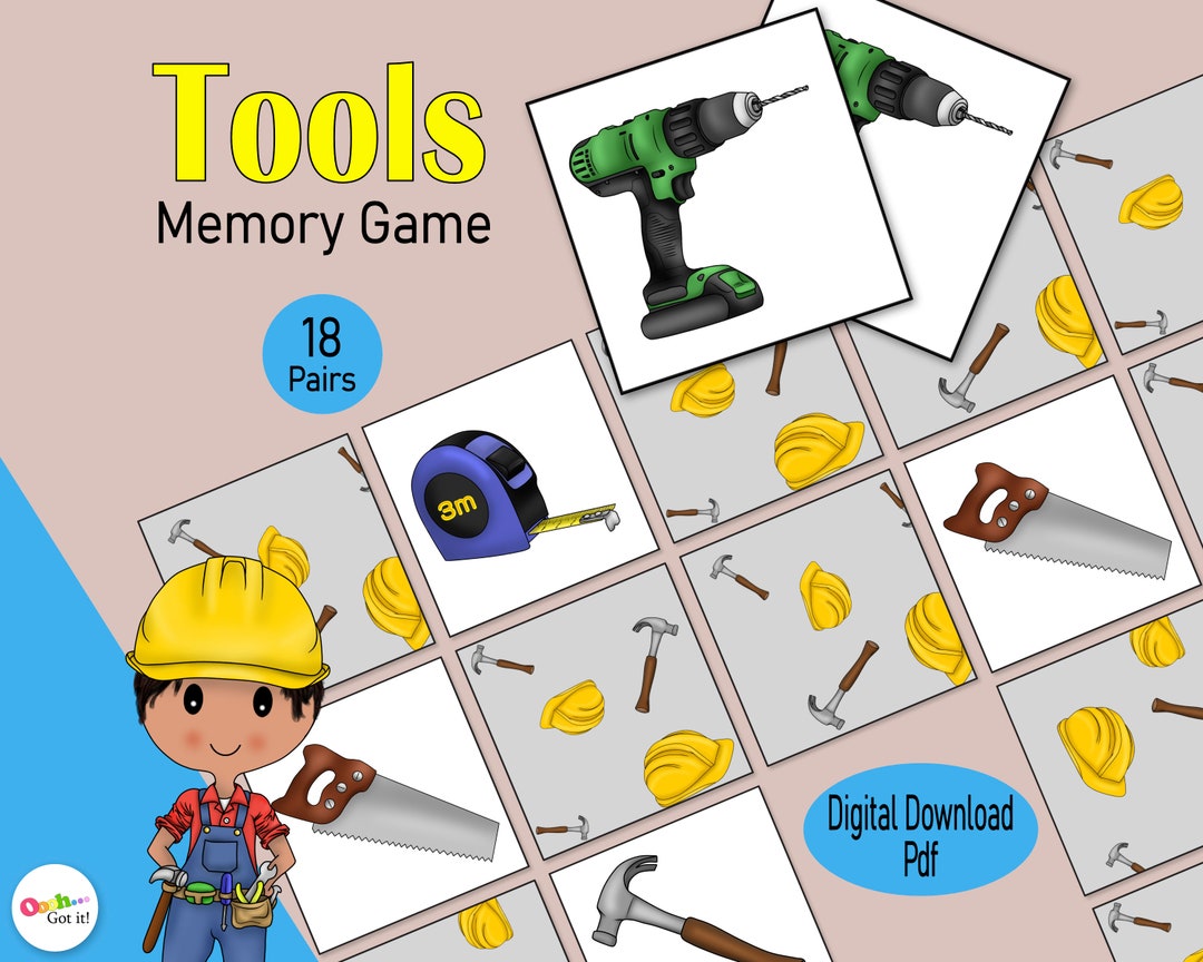 Toolbox Memory Game, a Printable Construction Card Game, a DIY Tools ...