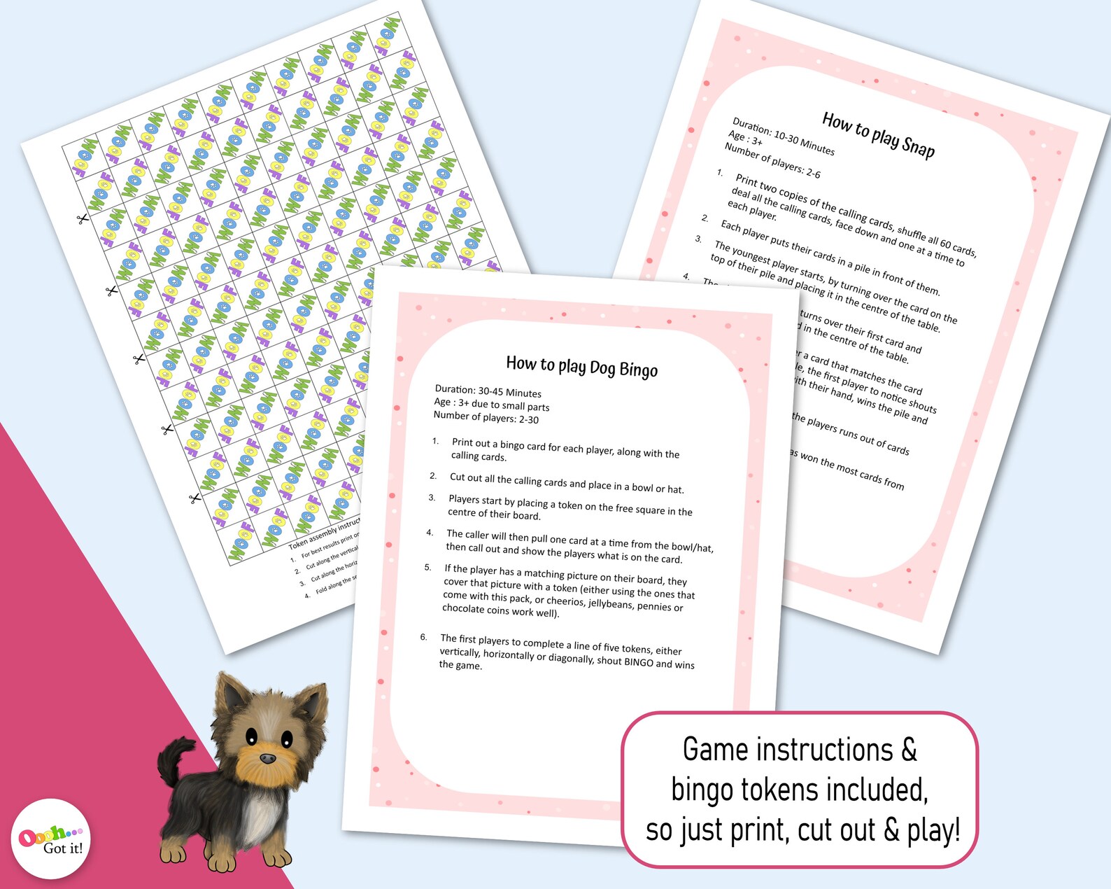 Dog Bingo, 30 Printable Puppy Cards, a Boys 2nd Birthday Party Game, a ...