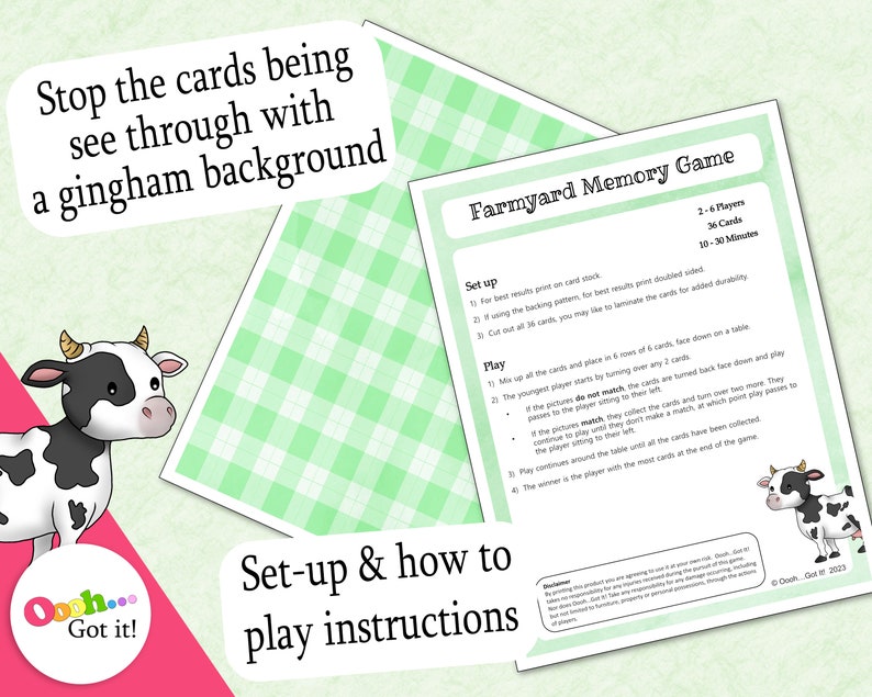 Farm Animal Memory Game a Printable Picture Matching Card - Etsy