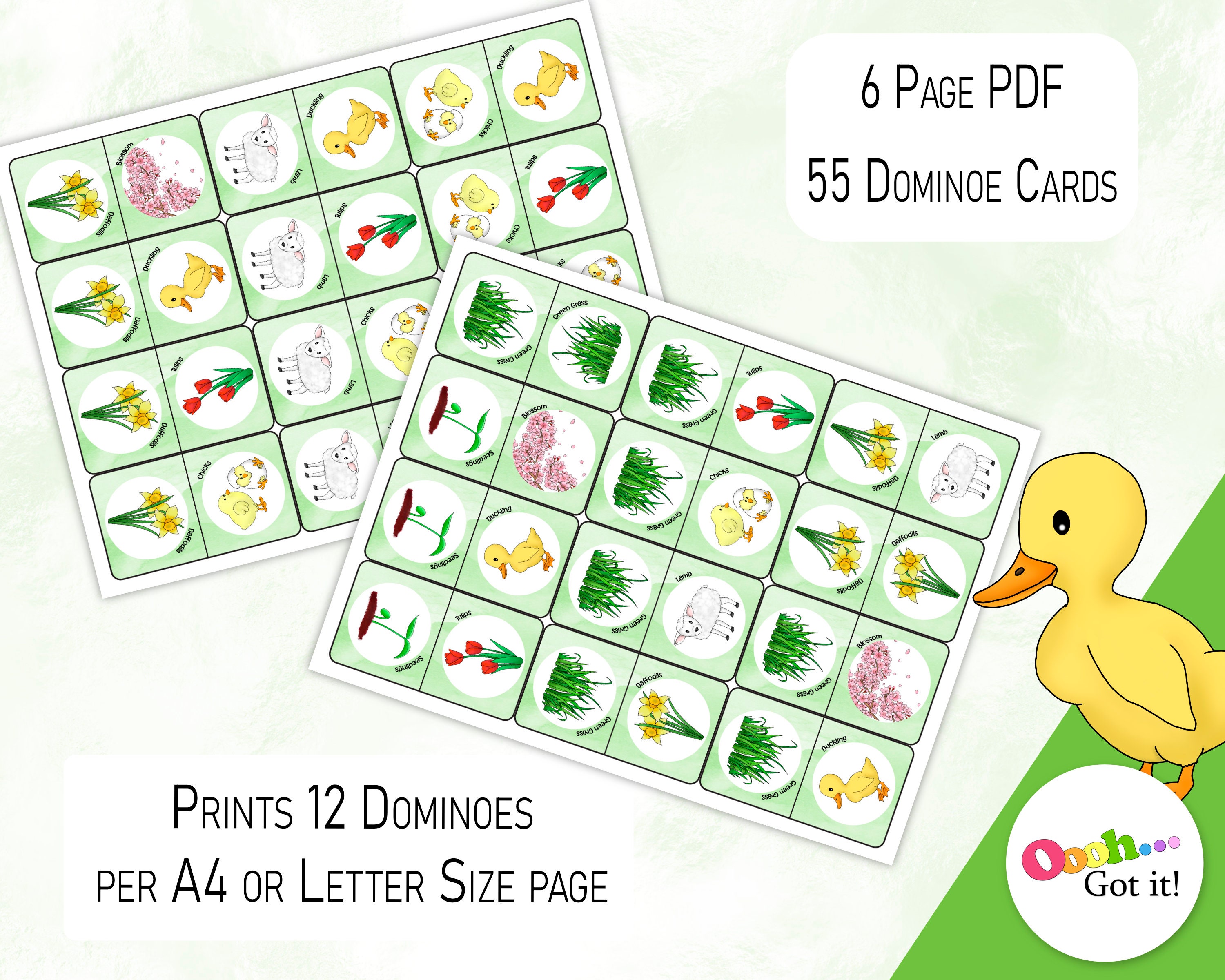 Spring Picture Dominoes a Printable Kids Game a Spring - Etsy
