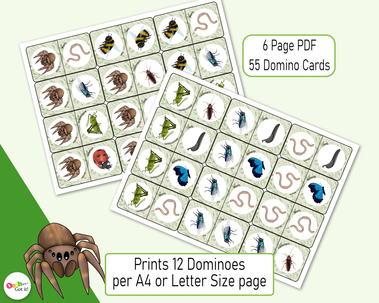 Bug Dominoes, a Printable Creepy Crawly Party Game, a Insect Hunter ...
