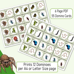 Bug Dominoes, a Printable Creepy Crawly Party Game, a Insect Hunter ...