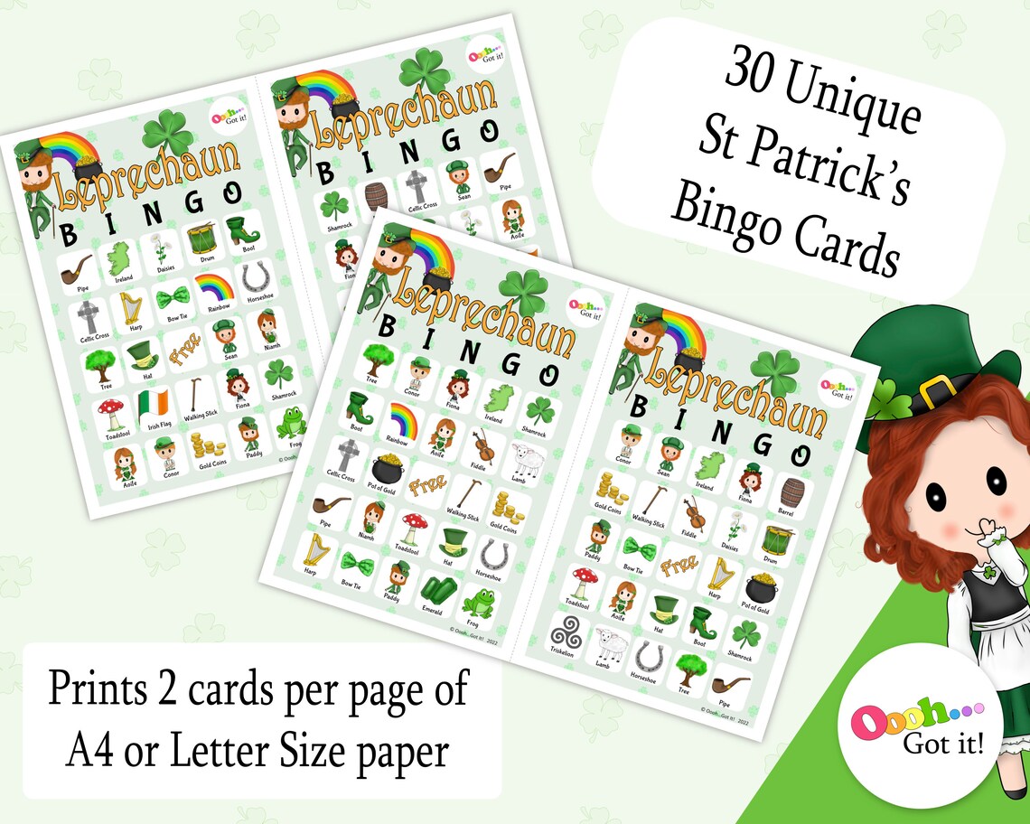 St. Patrick's Day Bingo a Printable Leprechaun Game a - Etsy UK