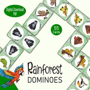 Rainforest Animal Dominoes – A Fun Printable Jungle Wildlife Picture ...