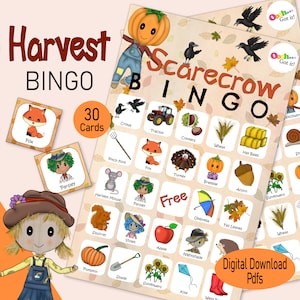 Fall Scarecrow Bingo Game, a Printable Kids Activity, a Family Game ...