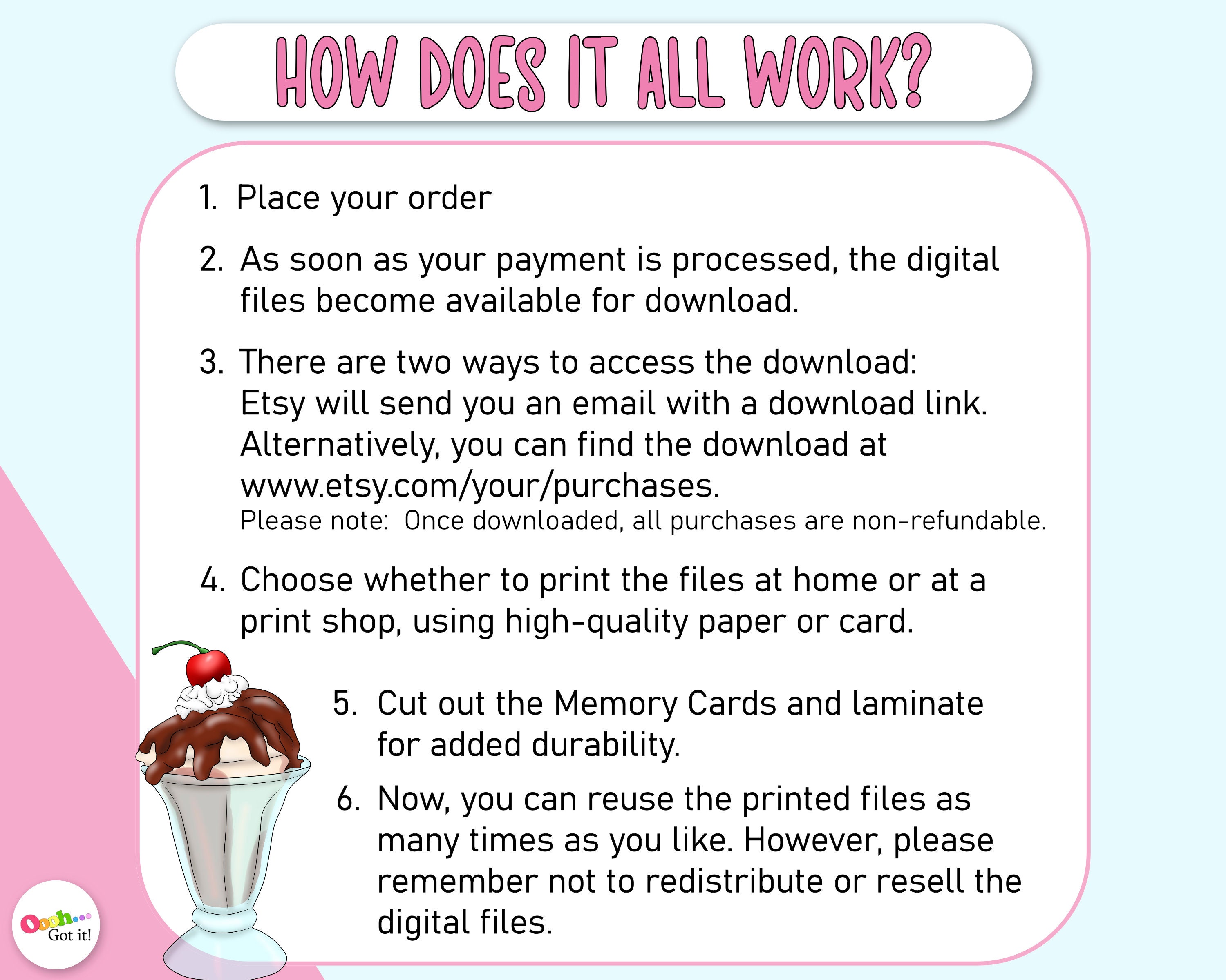 Ice Cream Memory Card Game, a Sweet Printable Picture-matching Party ...