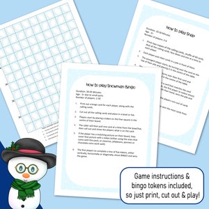 Snowman Bingo, 30 Printable Bingo Cards; a Festive Kids Winter Game for ...